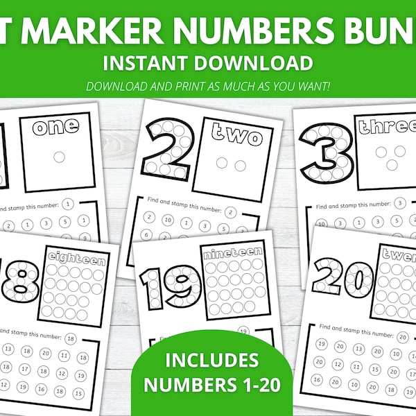 Dot Marker Numbers 11-20 Printable, Dab Marker Number Activity ...