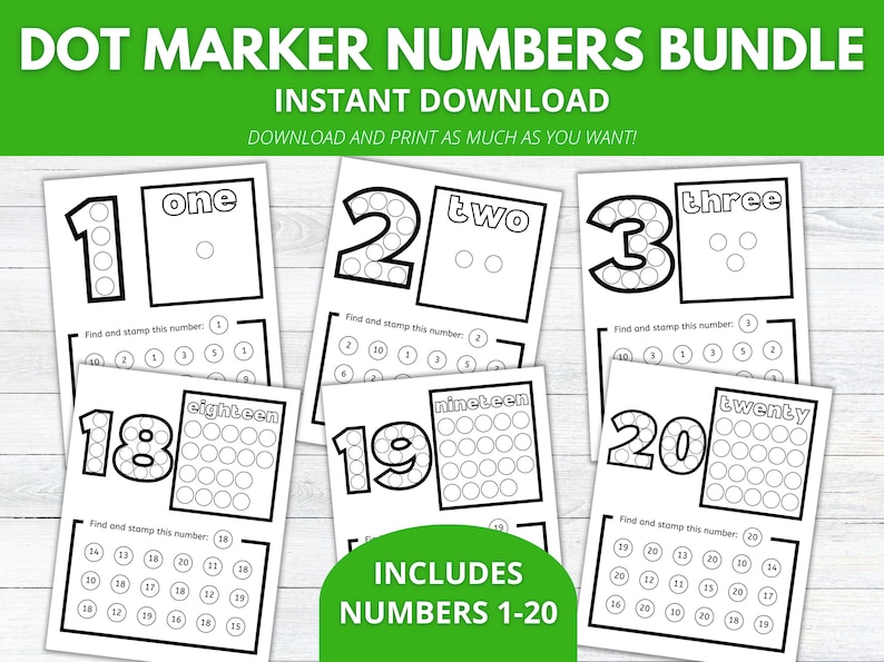 Dot Marker Numbers Printable, Dot the Numbers Activity, Number ...