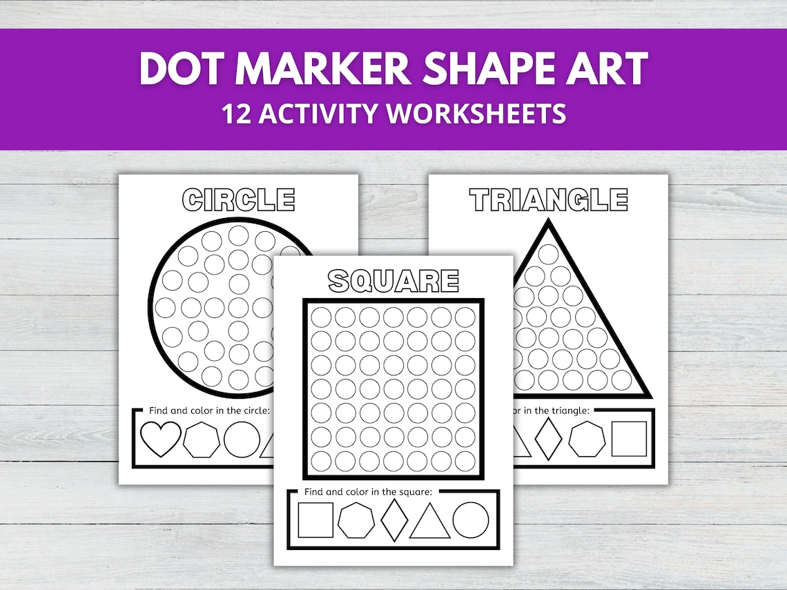 Dot Marker Shapes Activity, Shapes Coloring Page, Preschool Worksheets ...