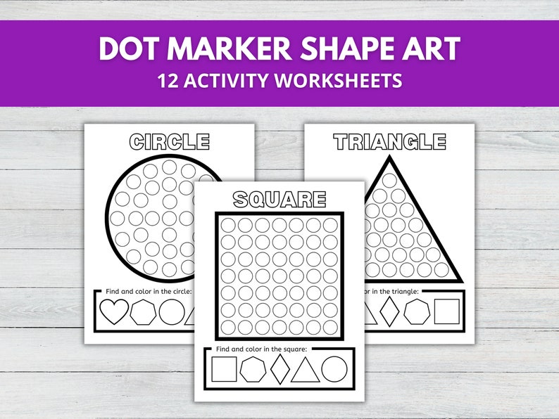 Dot Marker Shapes Activity, Shapes Coloring Page, Preschool Worksheets ...
