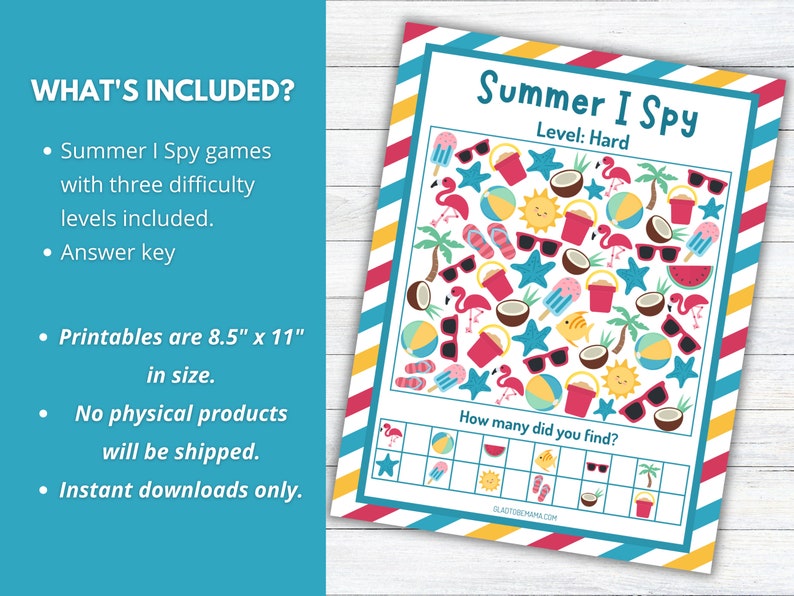 Summer I Spy Printable, I Spy Game for Kids, Summer Printable Activity ...