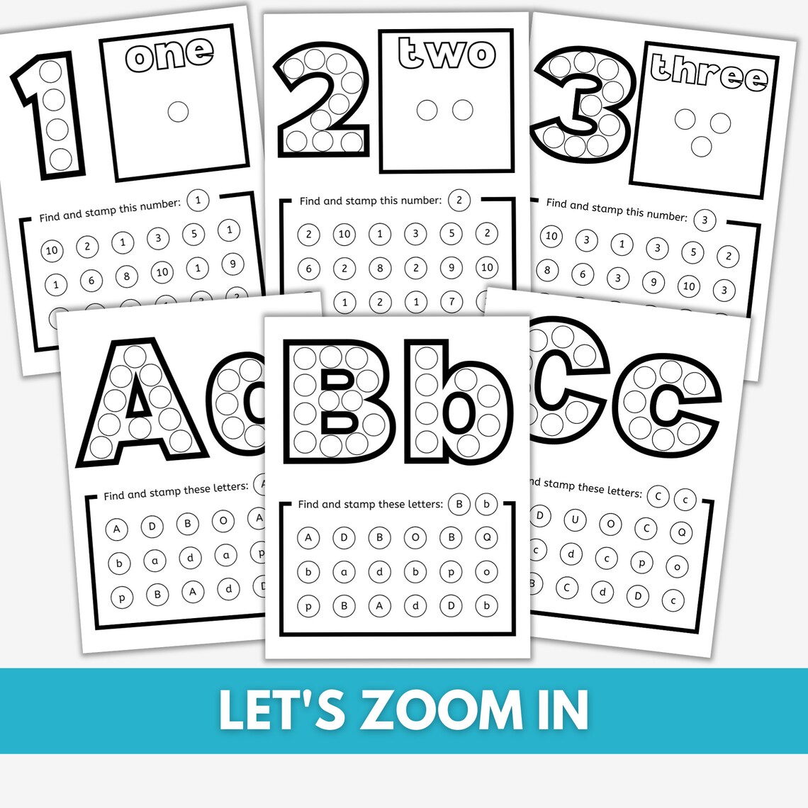 Dot Marker Letters & Numbers Printable, Dab Marker ABC and 123 Activity ...