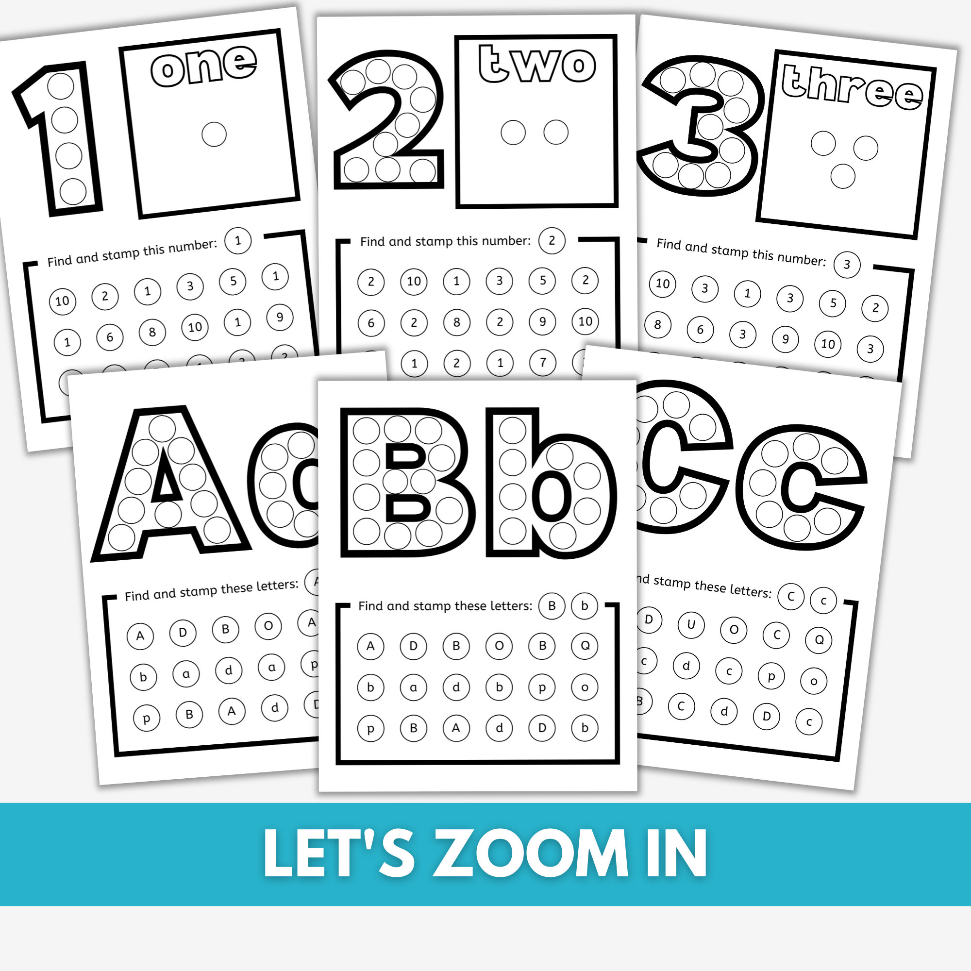 Dot Marker Letters & Numbers Printable, Dab Marker ABC and 123 Activity ...