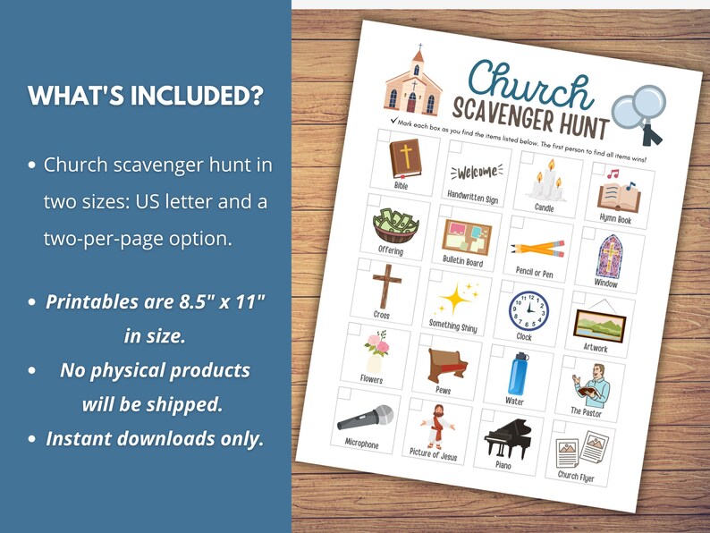 Church Scavenger Hunt for Kids, Sunday School Activity, Christian ...