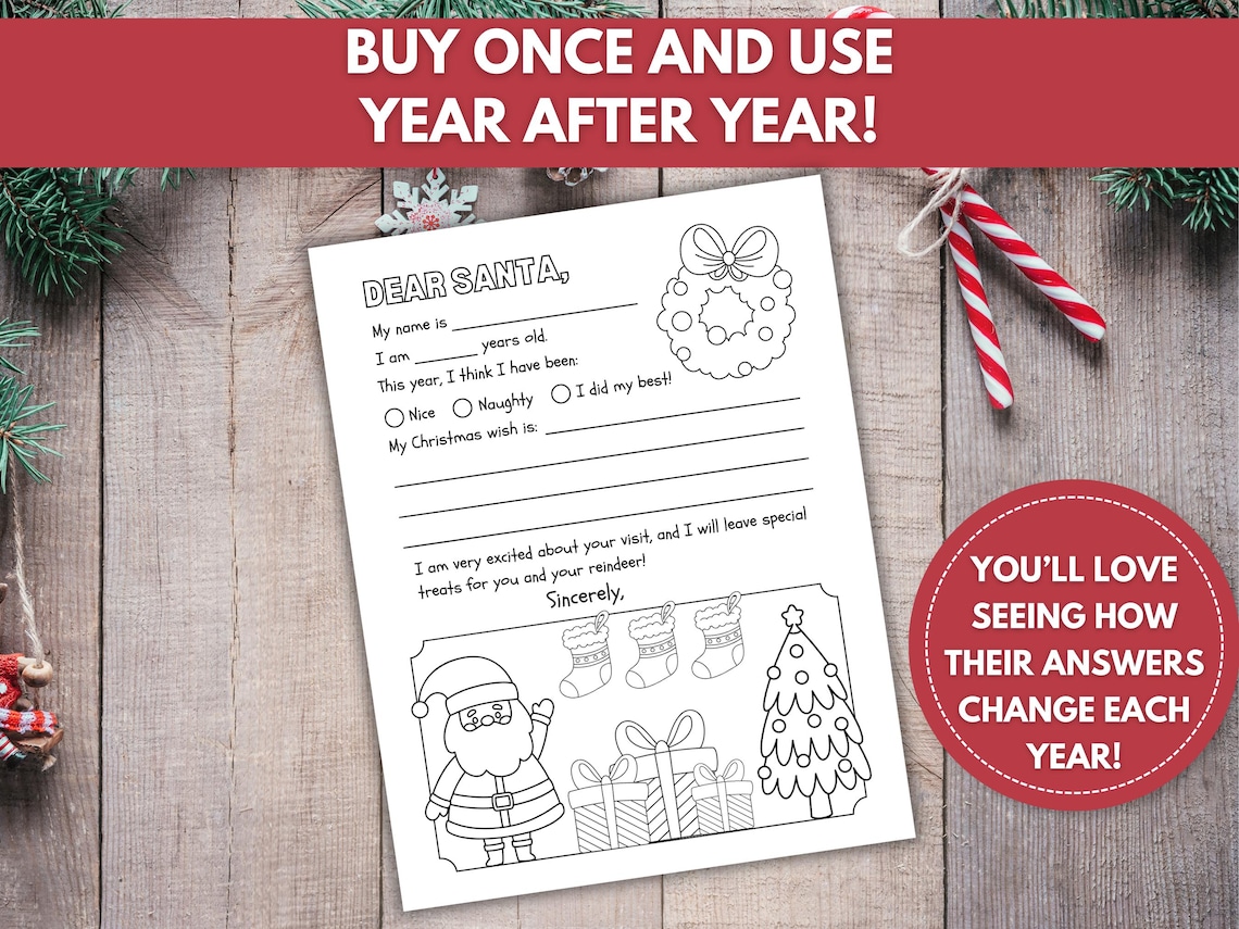Letter to Santa Coloring Page, Printable Dear Santa Letter, Kids ...