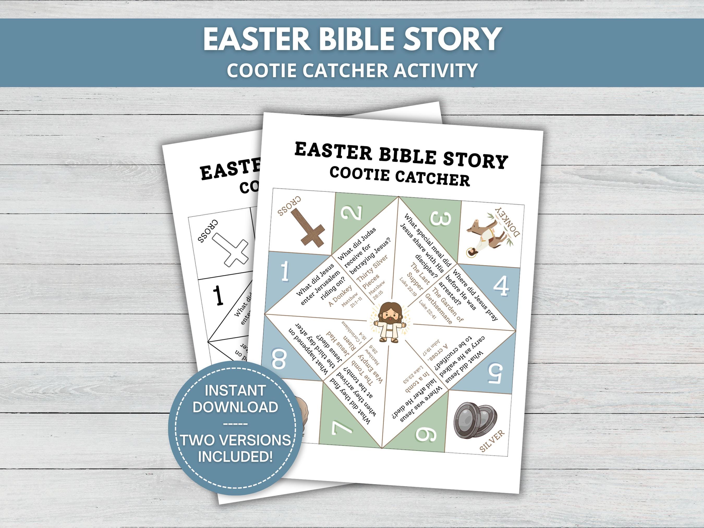 Easter Bible Story Cootie Catcher, Sunday School Craft, He is Risen ...
