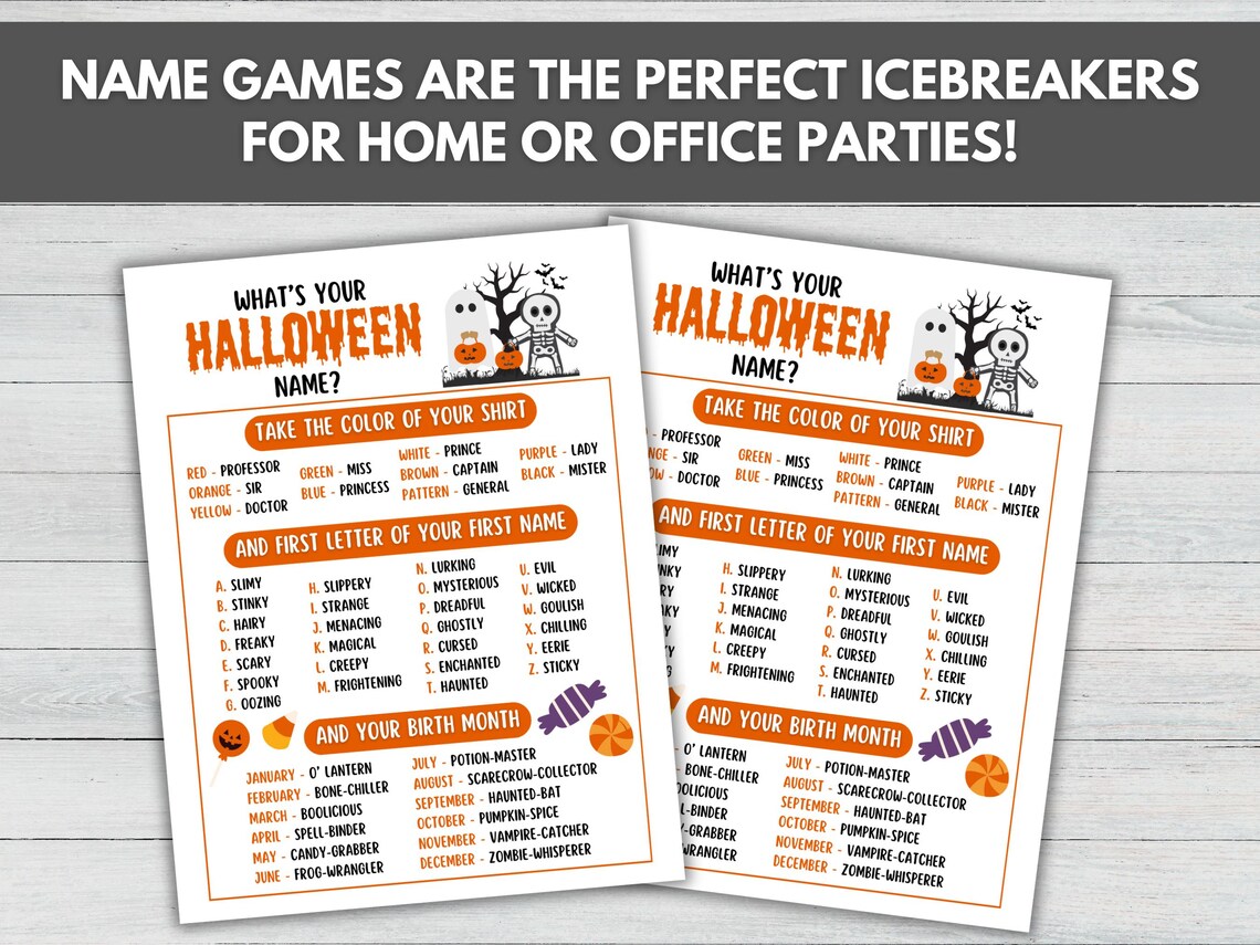 What's Your Halloween Name Game With Name Tags, Halloween Name ...
