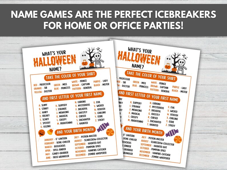 What's Your Halloween Name Game With Name Tags, Halloween Name ...