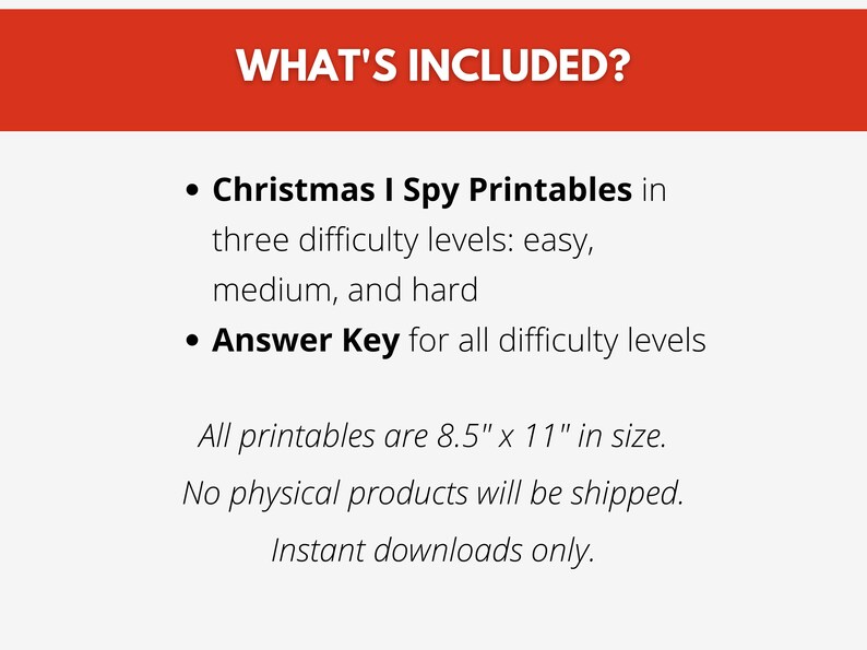 Christmas I Spy Printable, Christmas Activity, Holiday Game for Kids ...