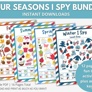 Seasons I Spy Printable, Four Seasons Activity, Winter, Spring, Summer ...