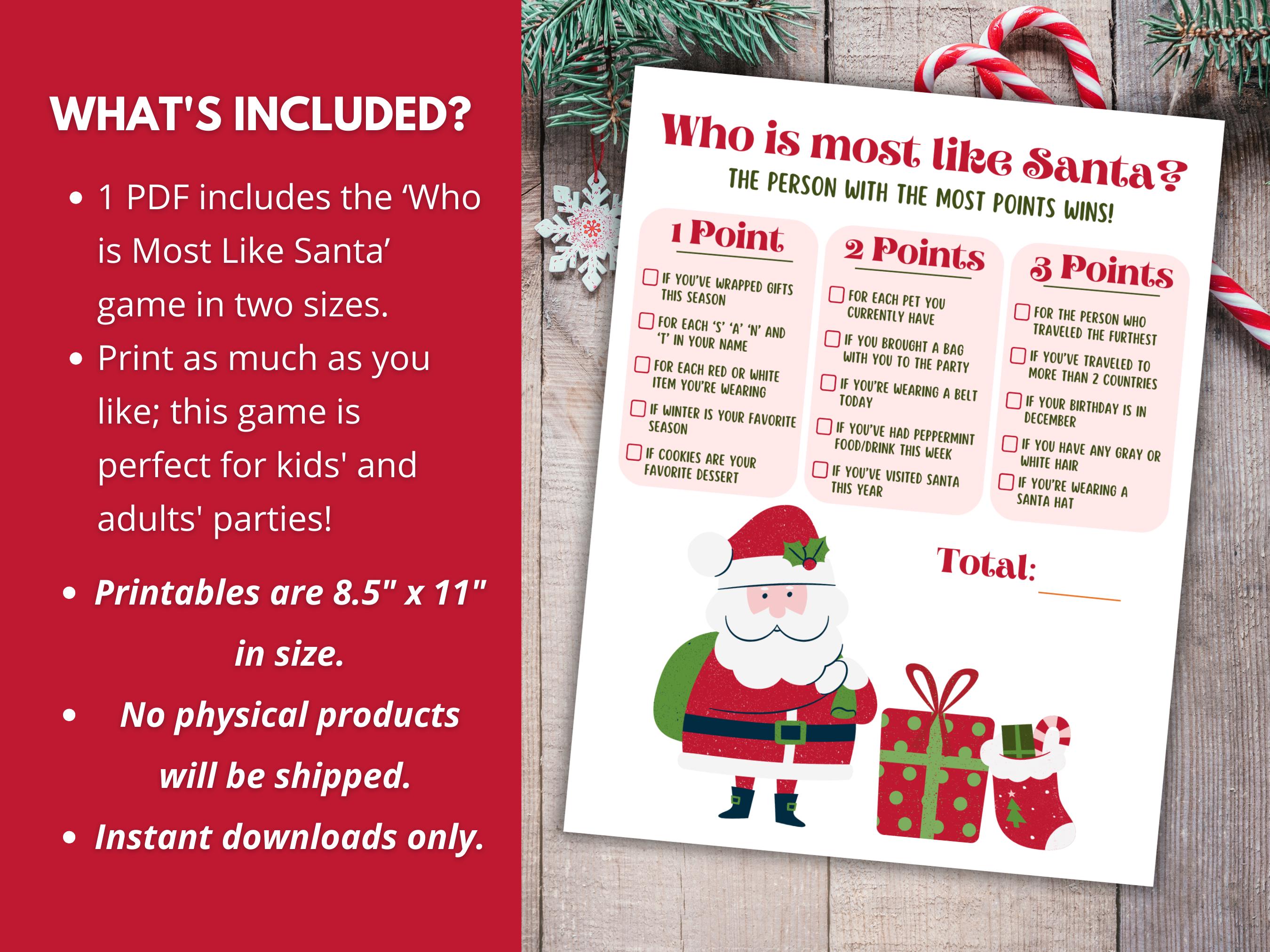 Who is Most Santa Like Santa Claus, Christmas Party Game, Office Party ...