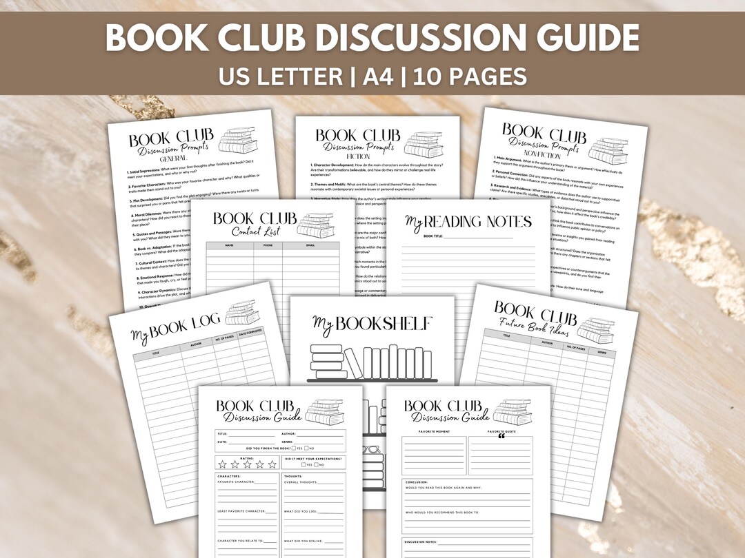 Book Club Discussion Guide, Printable Book Club Kit, Book Club Journal ...