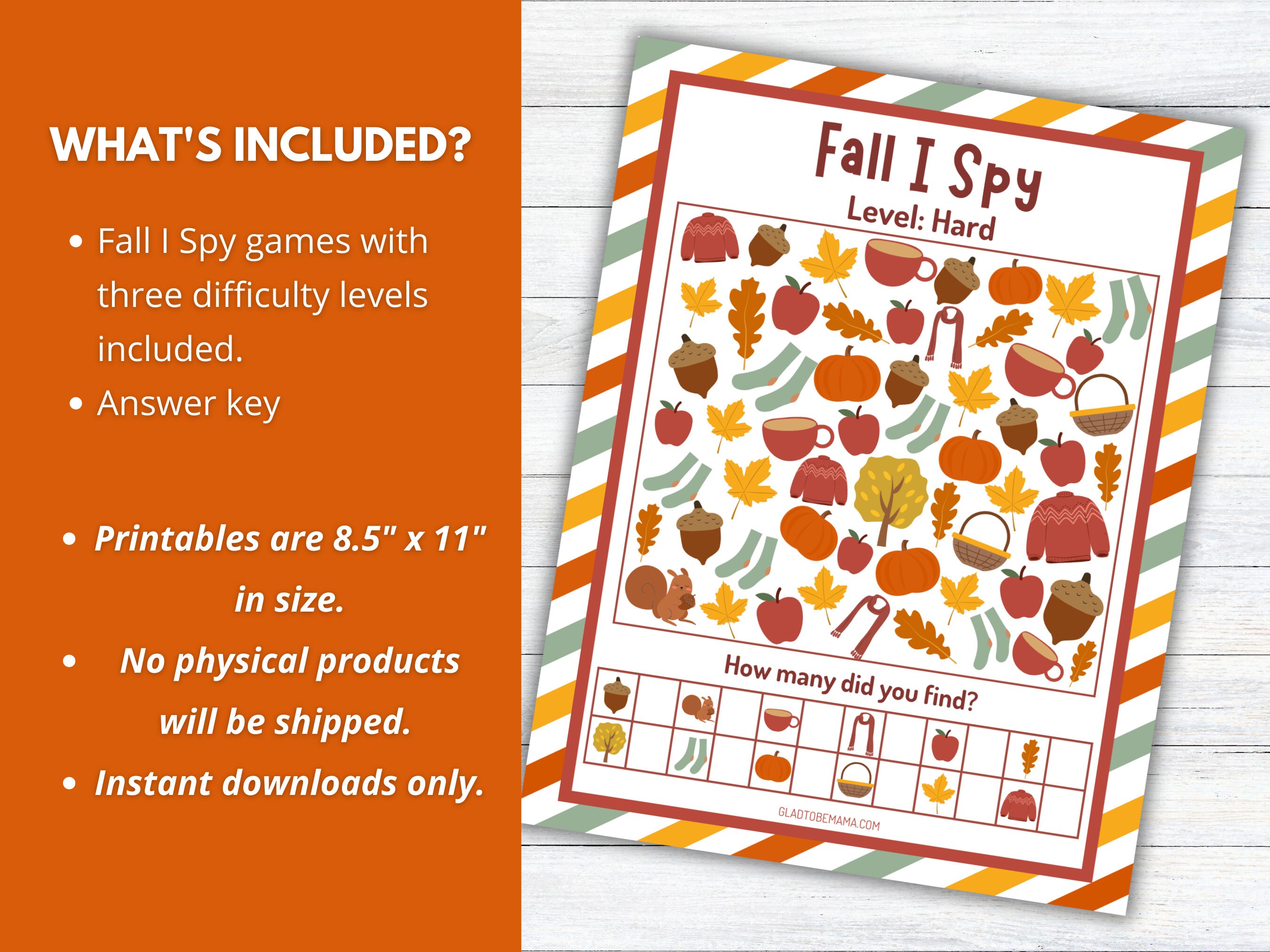 Fall I Spy Game Printable, Autumn I Spy, Fall Party Game, Look and Find ...