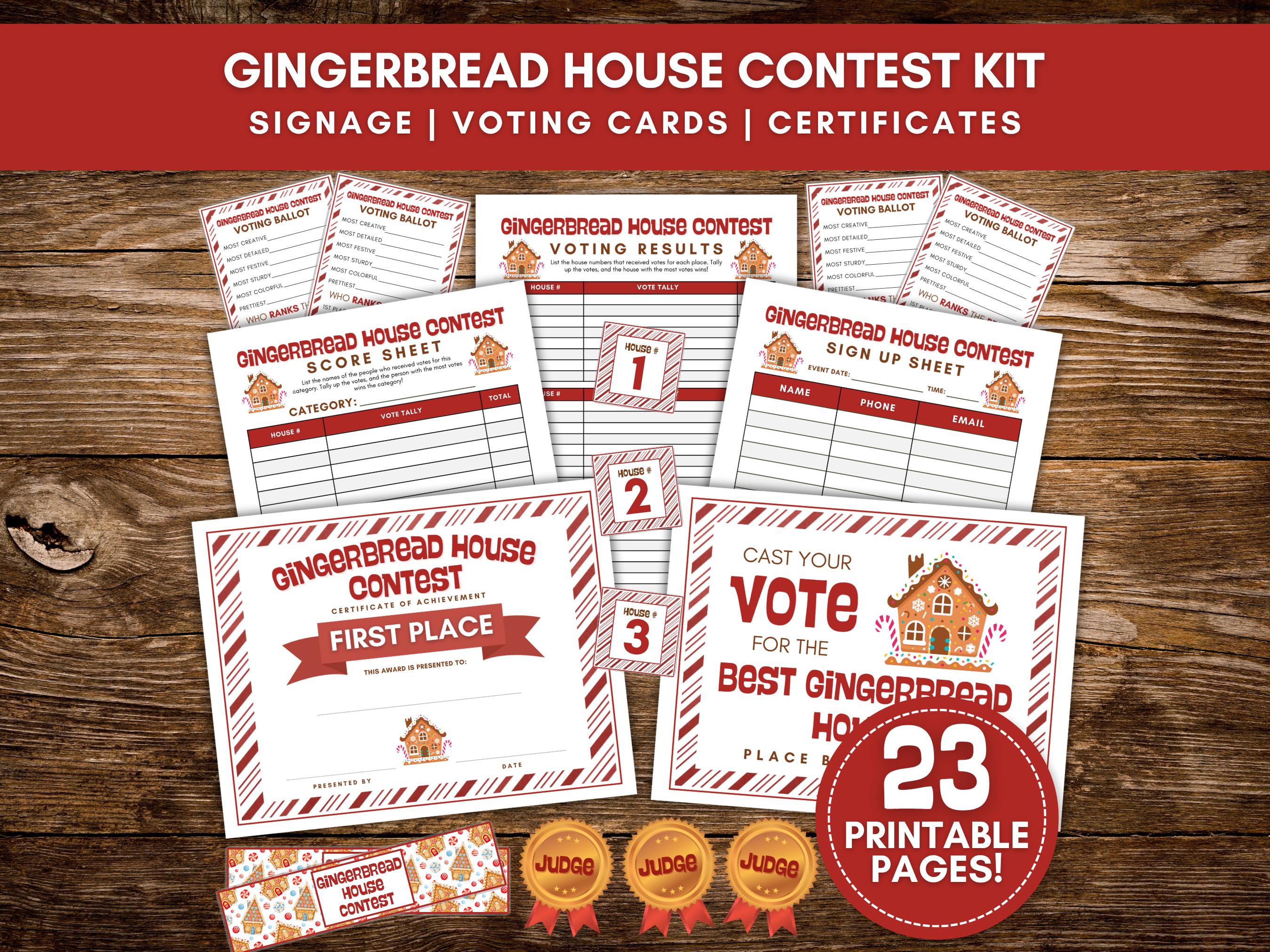 Gingerbread House Contest Kit, Decorating Contest Voting Ballots ...