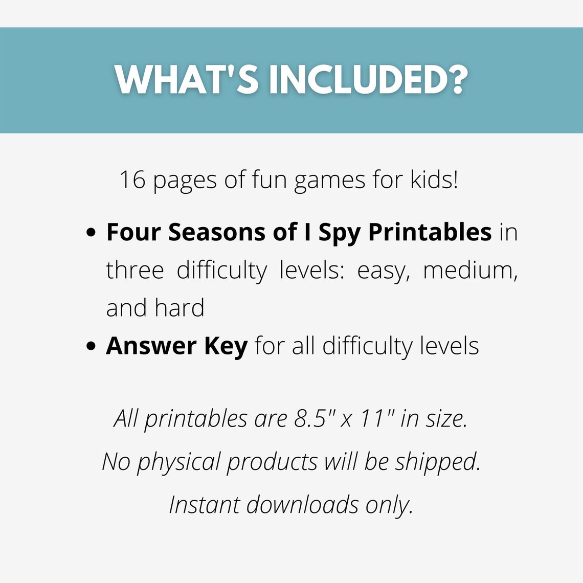 Seasons I Spy Printable, Four Seasons Activity, Winter, Spring, Summer ...