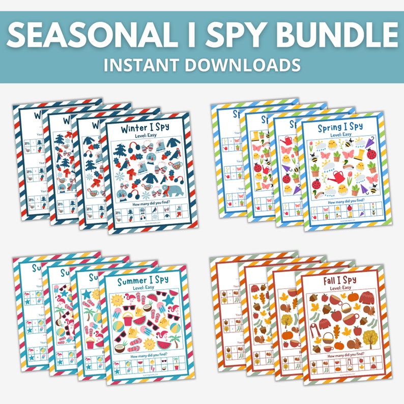 Seasons I Spy Printable, Four Seasons Activity, Winter, Spring, Summer ...