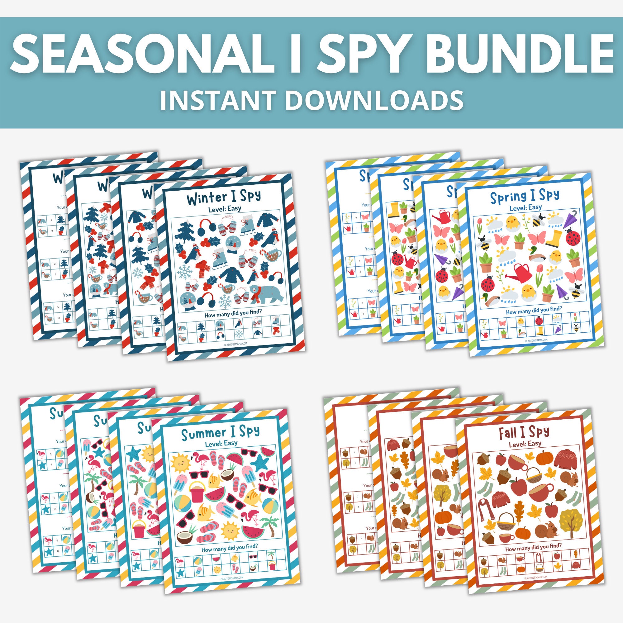 Seasons I Spy Printable, Four Seasons Activity, Winter, Spring, Summer ...