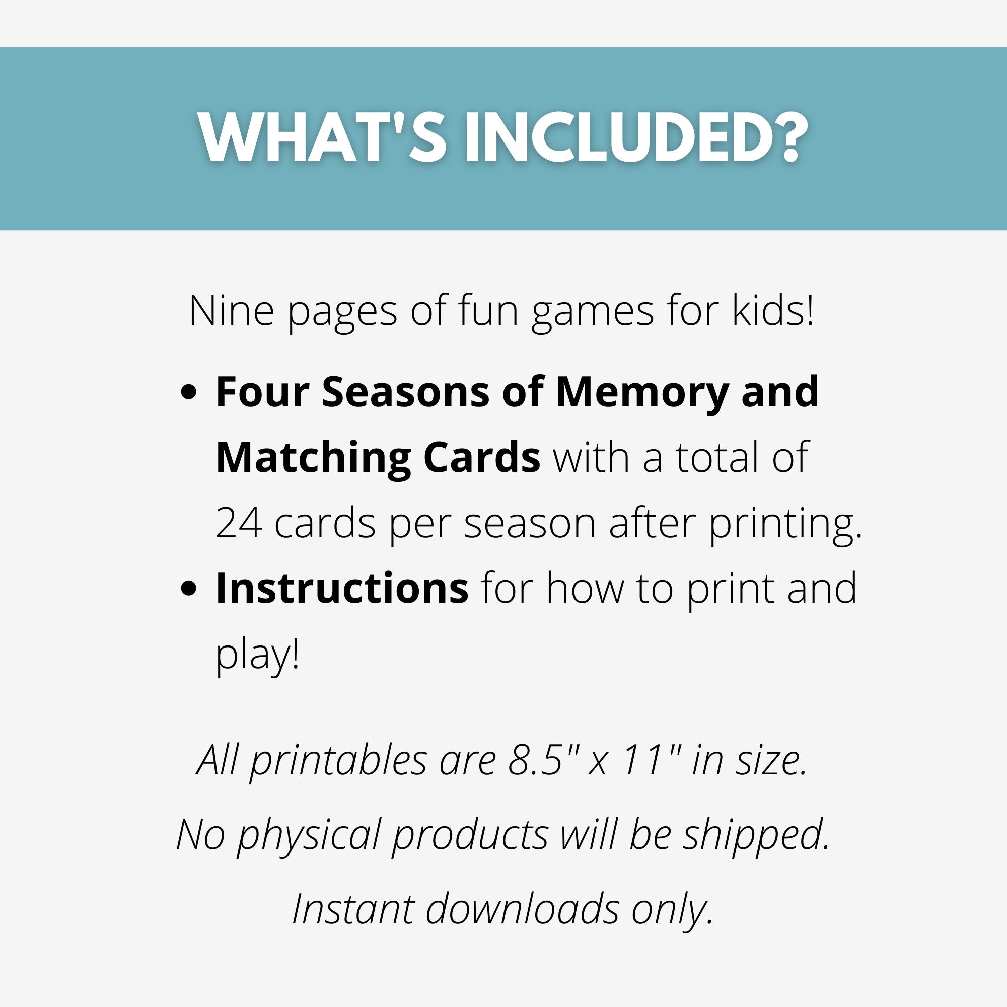 Seasons Memory & Matching Game, Preschool Activity, Seasons Memory Game ...