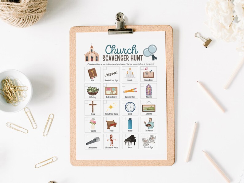 Church Scavenger Hunt for Kids, Sunday School Activity, Christian ...