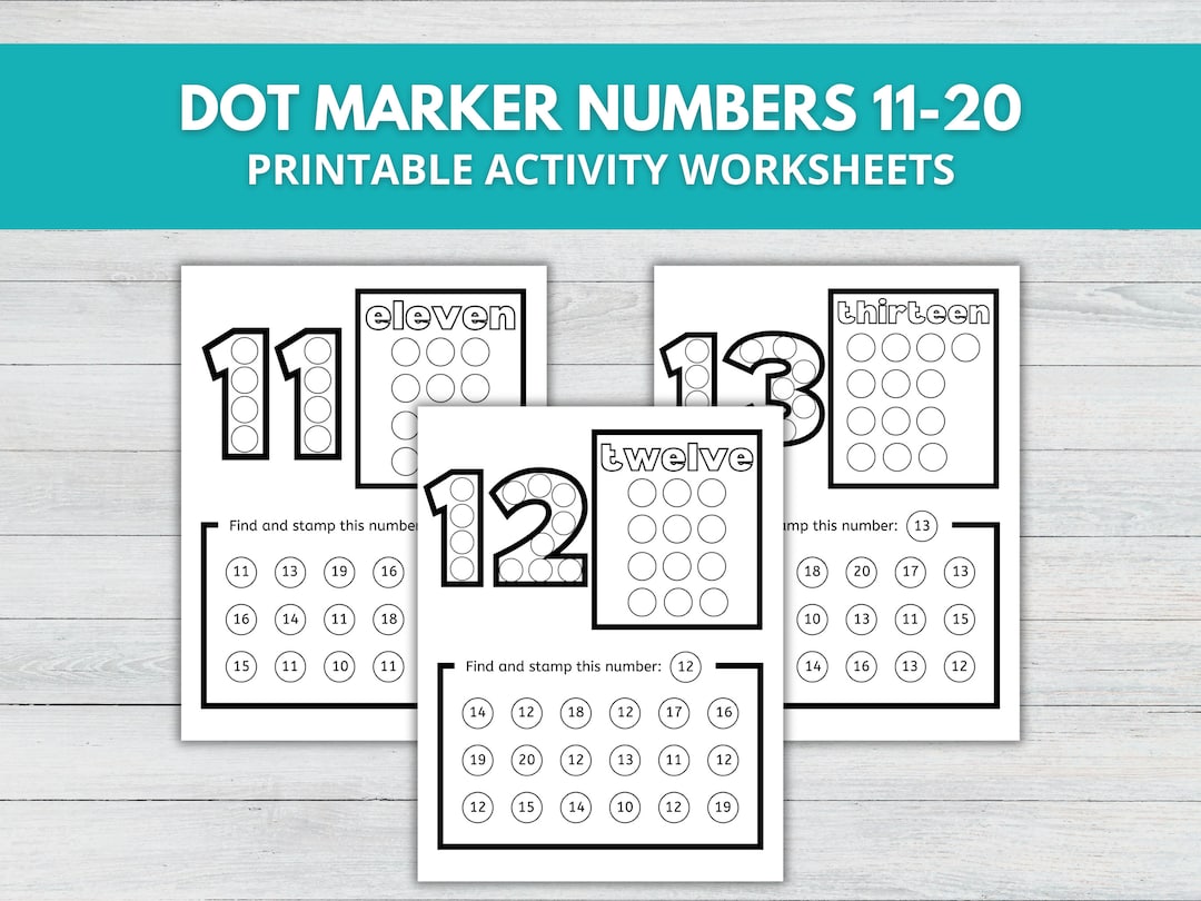 Dot Marker Numbers 11-20 Printable, Dab Marker Number Activity ...