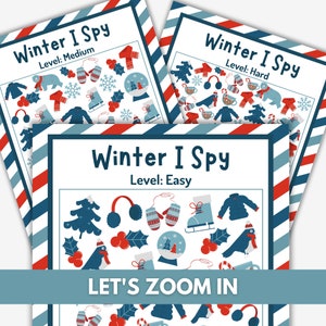 Winter I Spy Printable, Winter Activity, 3 Pages Easy to Hard, Counting ...