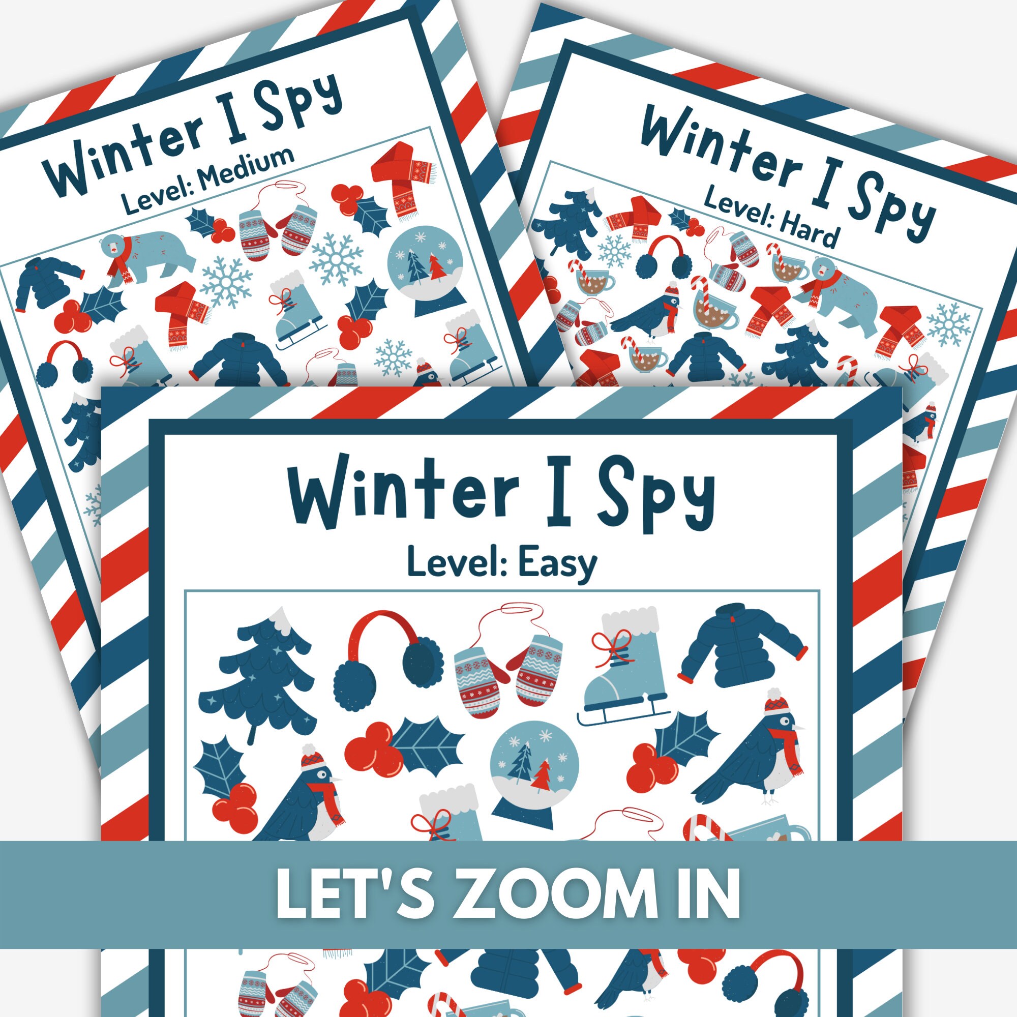 Winter I Spy Printable, Winter Activity, 3 Pages Easy to Hard, Counting ...