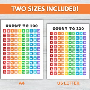 Number Chart 1-100, Count to 100, Hundreds Chart, Homeschool Posters ...