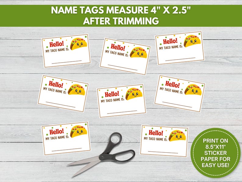 What's Your Taco Name Game With Name Tags, Taco Party Game, Mexican ...