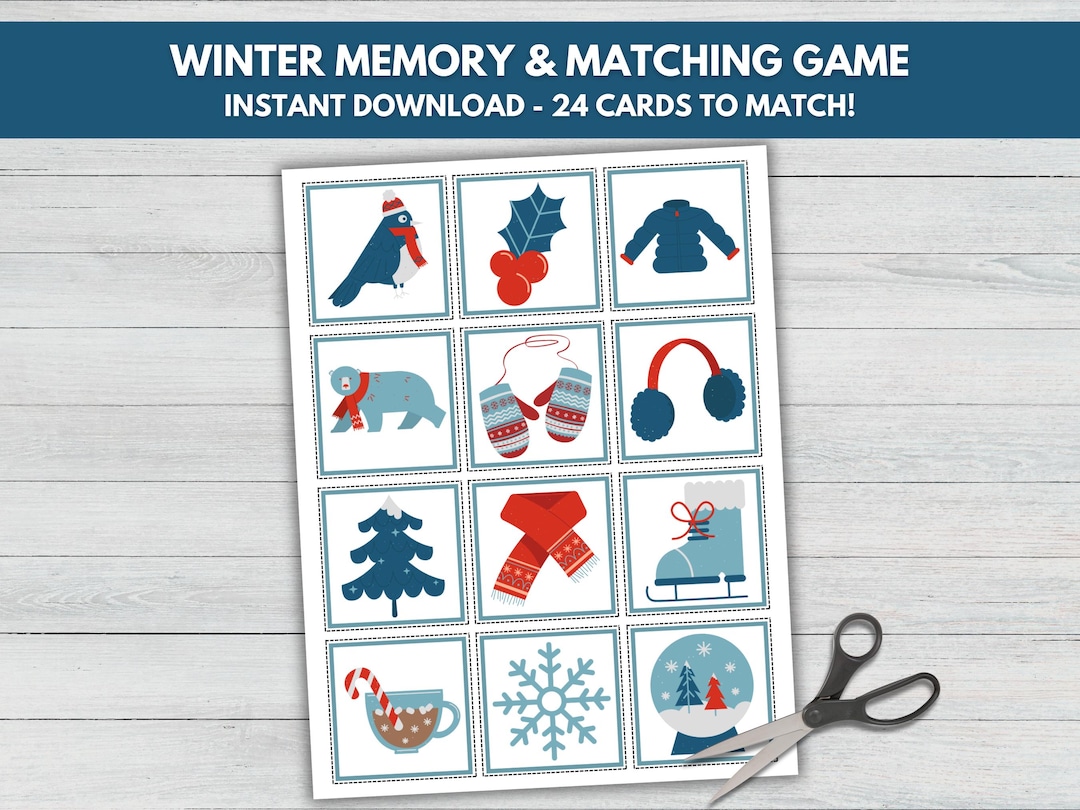 Winter Memory Game Printable, Winter Matching Game, Toddler Preschool ...