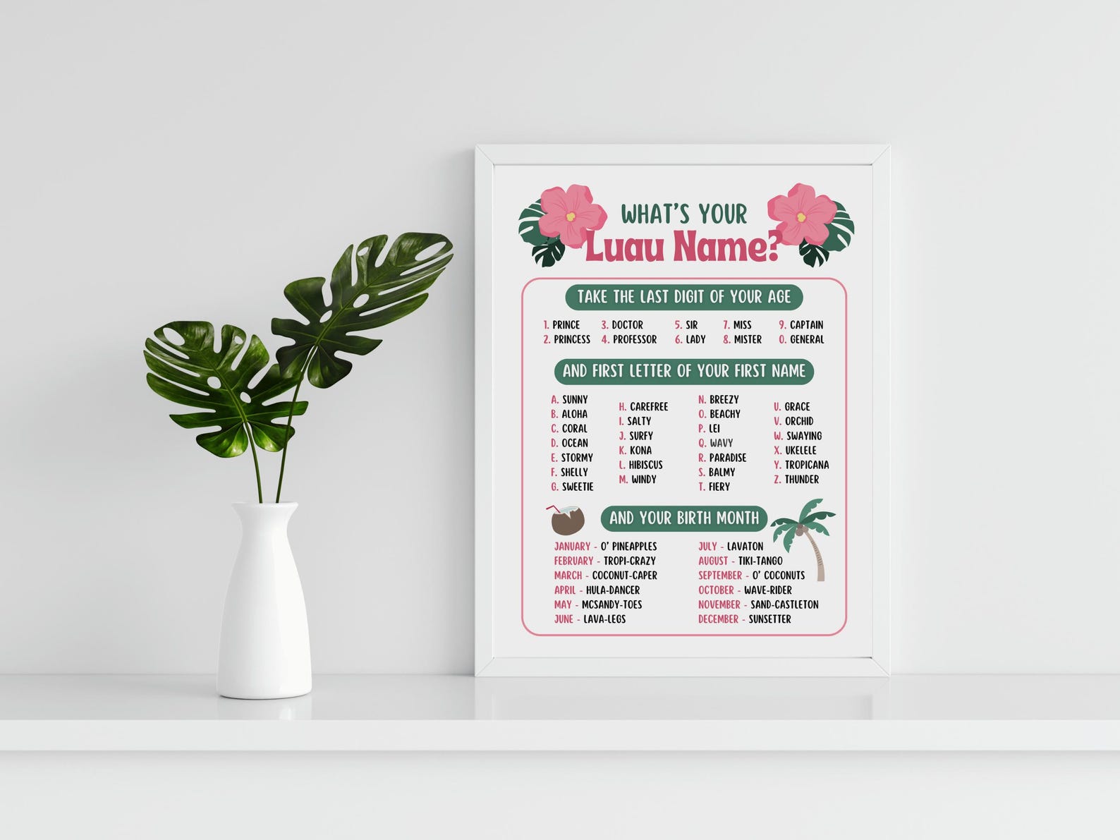 What's Your Luau Name Game With Name Tags, Hawaiian Party Game ...
