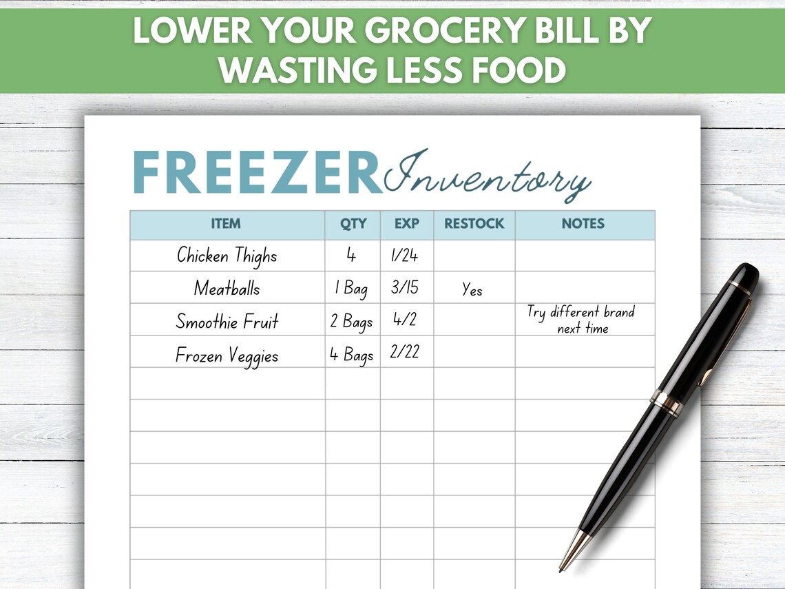 Kitchen Inventory Printable Bundle, Freezer and Fridge Inventory ...