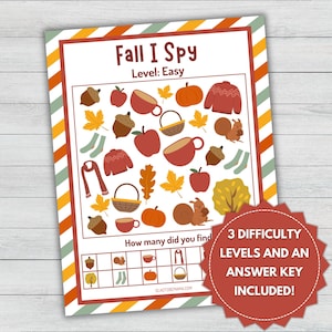 Fall I Spy Kids Activity, Autumn I Spy Game Printable, Seek and Find ...