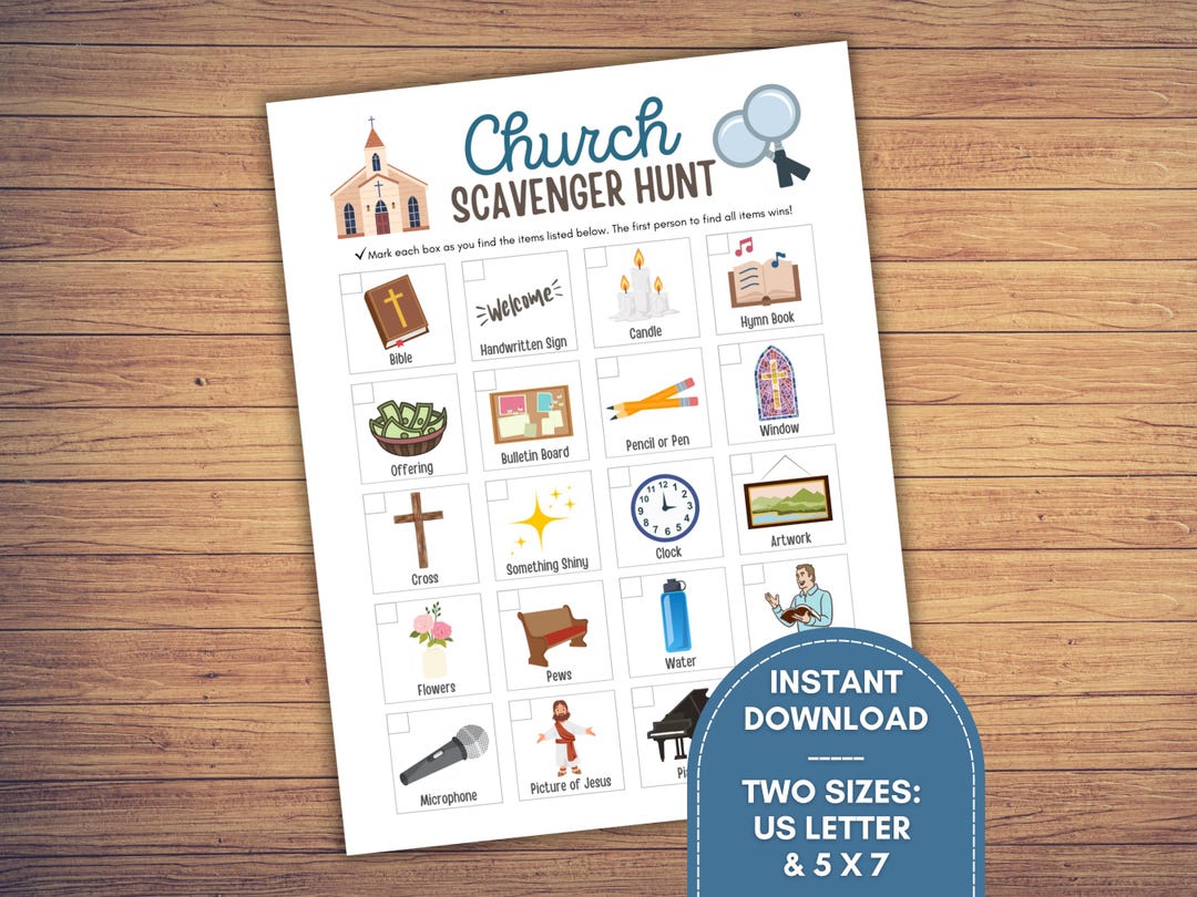 Church Scavenger Hunt for Kids, Sunday School Activity, Christian ...