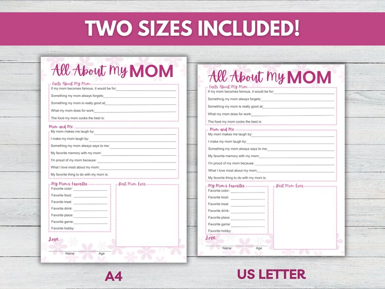 All About My Mom, Mothers Day Printable, All About Mom Printable ...