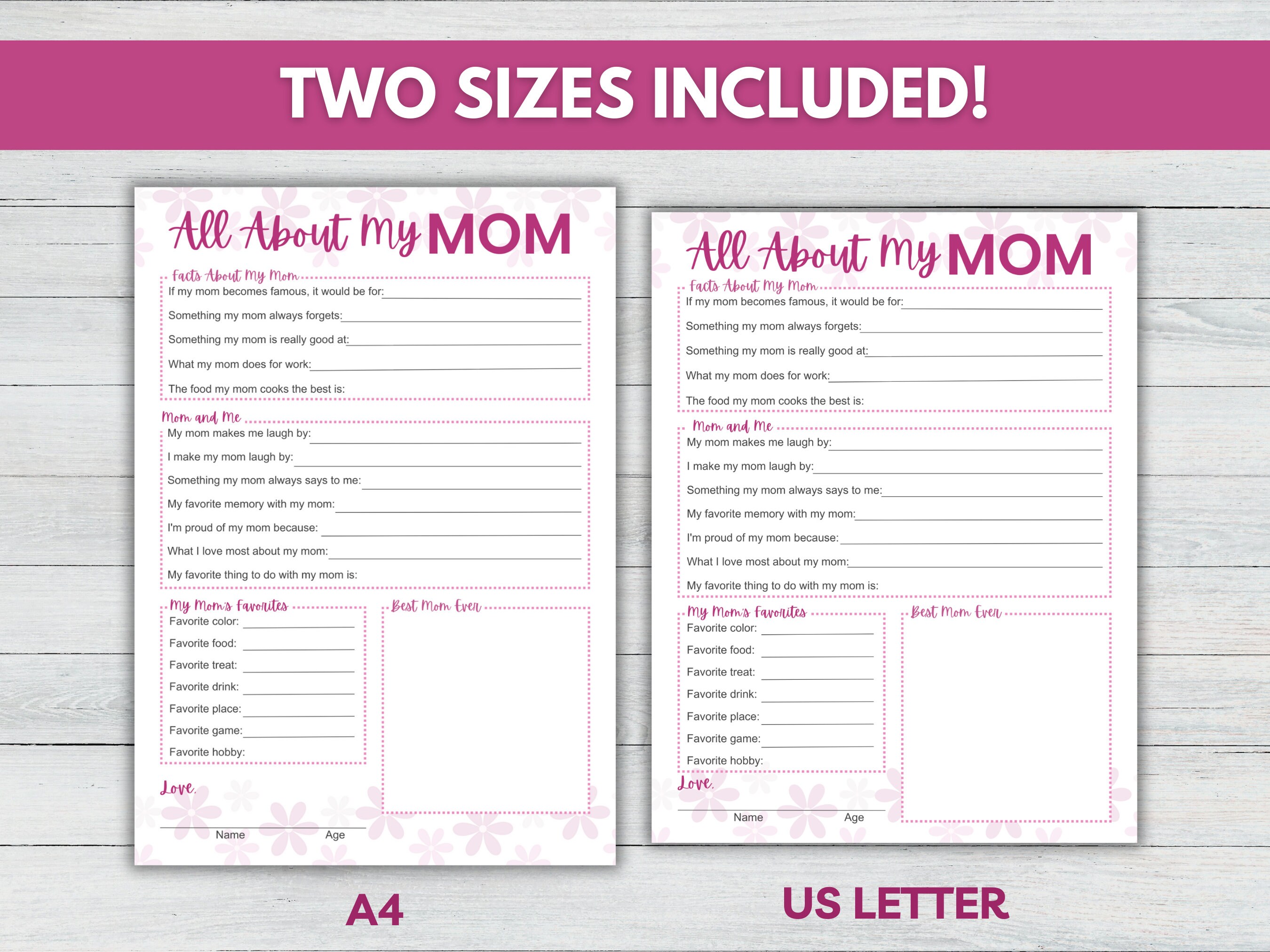 All About My Mom, Mothers Day Printable, All About Mom Printable ...