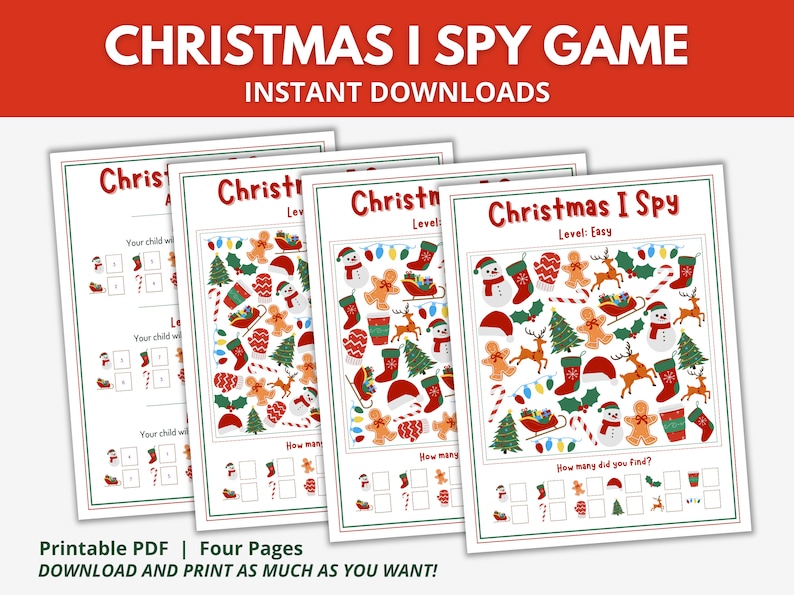 Christmas I Spy Printable, Christmas Activity, Holiday Game for Kids ...