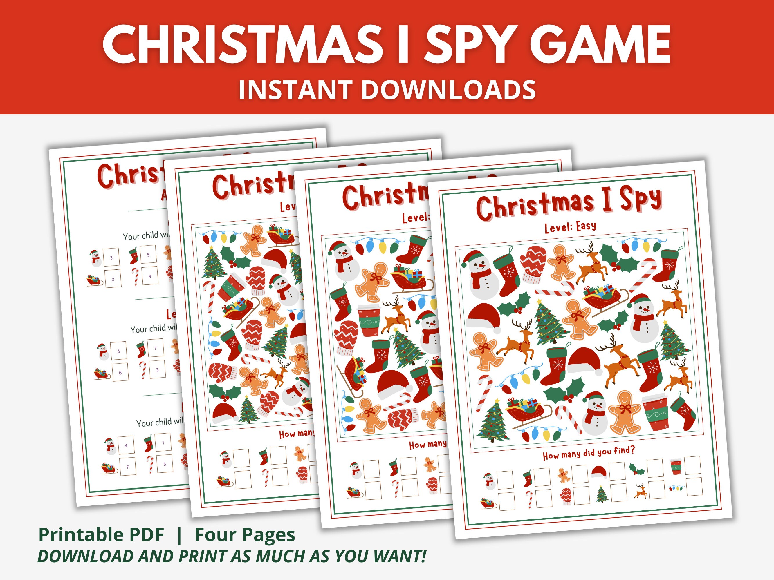 Christmas I Spy Printable, Christmas Activity, Holiday Game for Kids ...