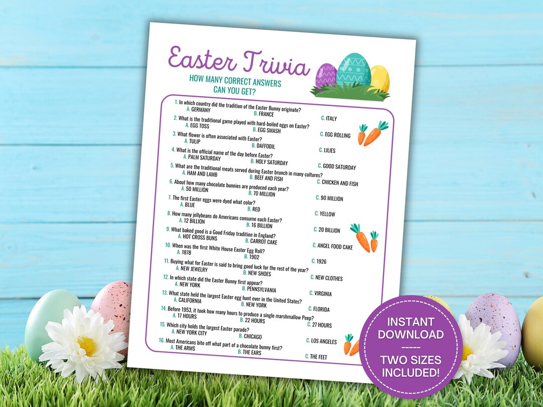Easter Trivia Game, Easter Quiz Activity, Easter Party Games, Easter ...