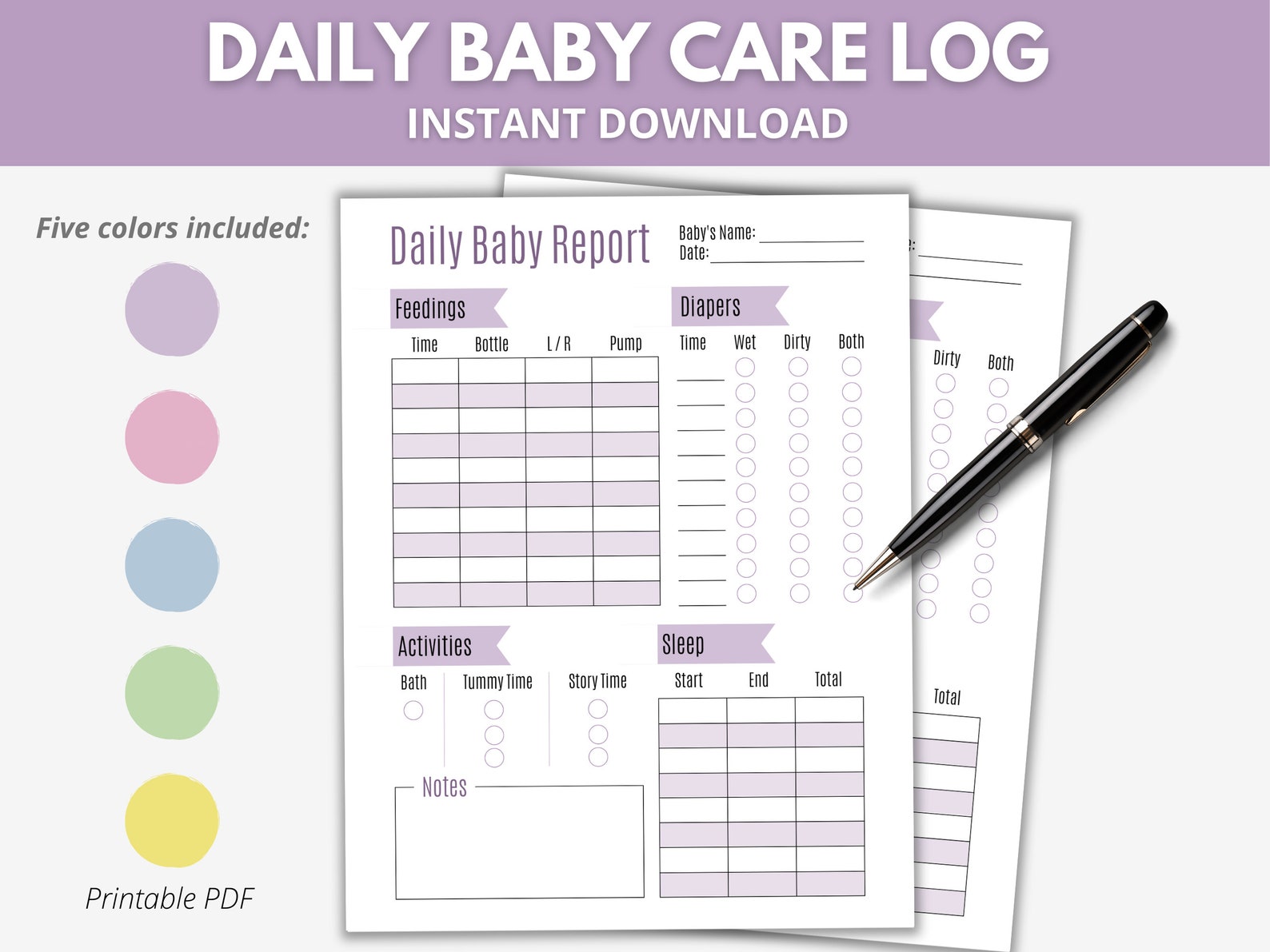 Infant Daily Log, Daily Baby Care Log, Feeding, Sleep, & Diaper ...
