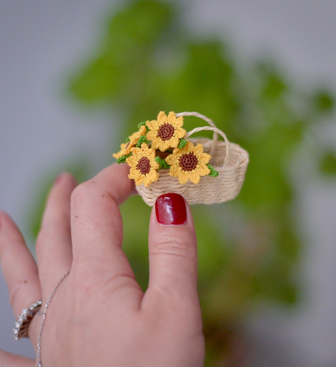 Miniature Sunflower and Basket - Etsy
