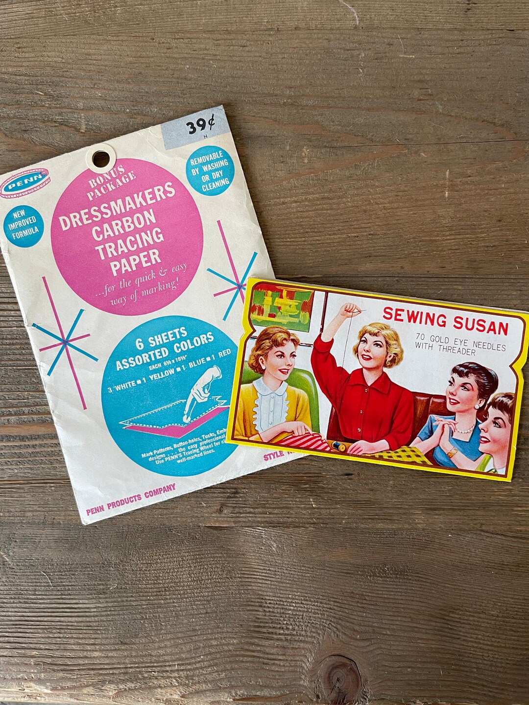 Vintage 1960'S Advertising Sewing Susan Eye Needles Dressmakers Tracing ...