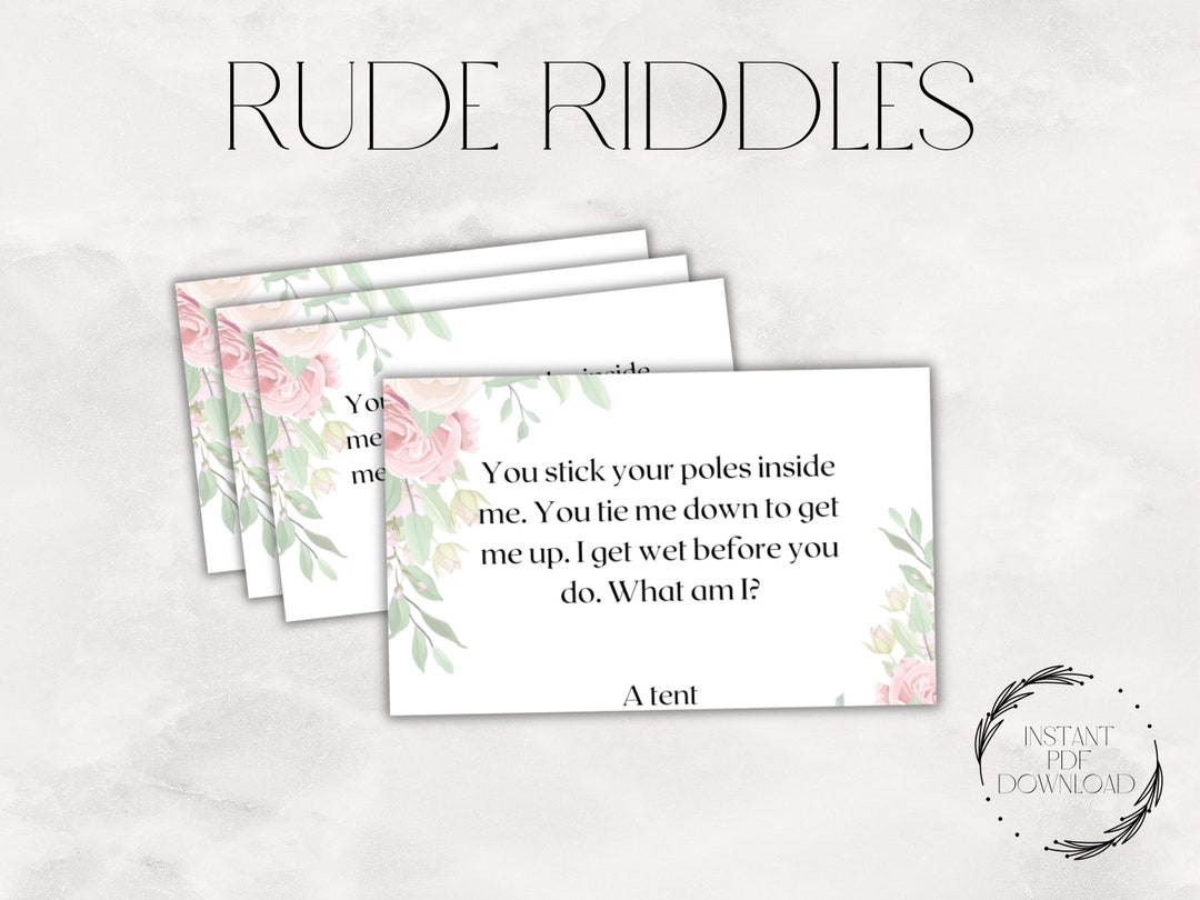 Rude Riddles Hen Party Game Bachelorette Funny Rude Games - Etsy