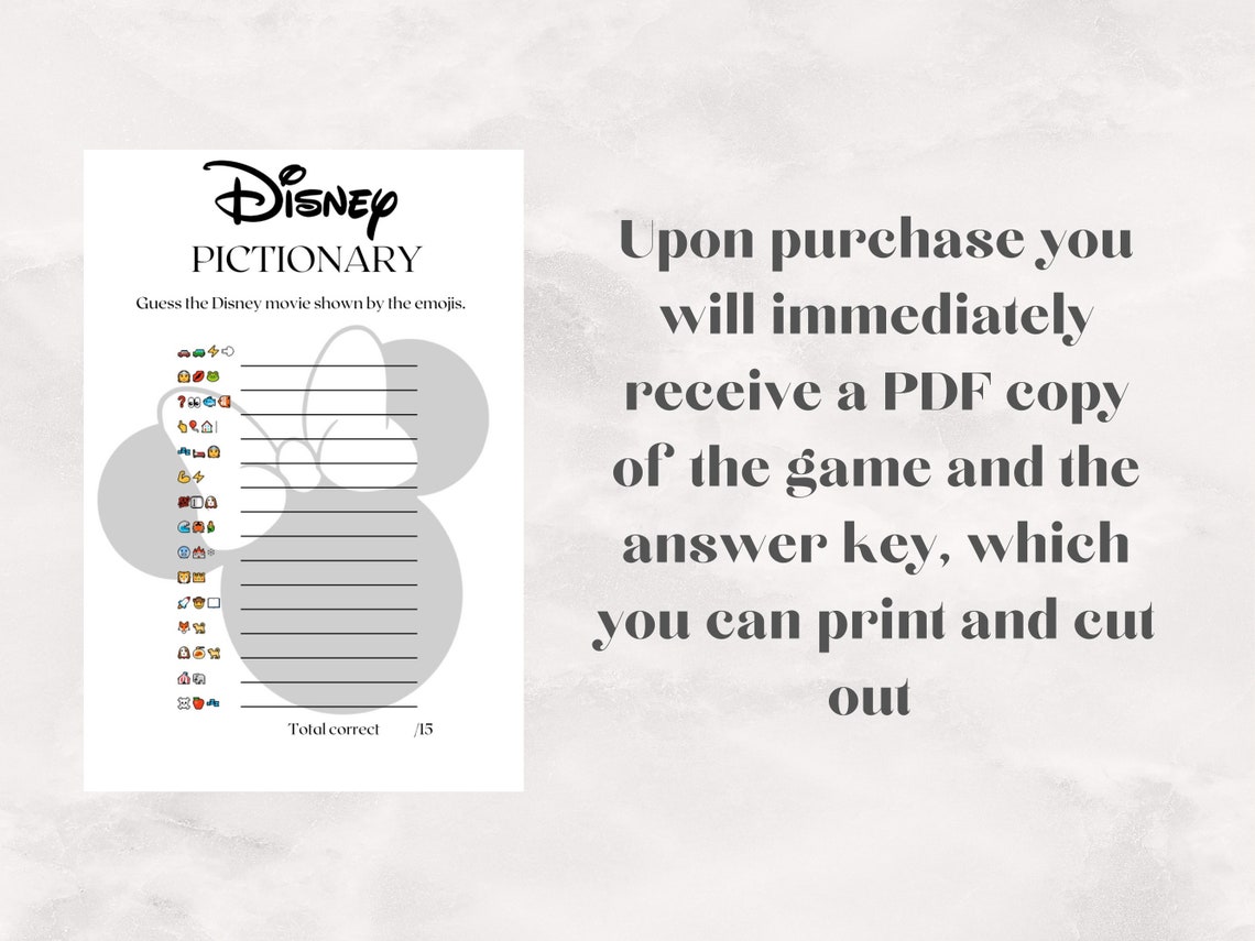 Princess Movie Emoji Pictionary | Hen Bachelorette Party | Party Game ...