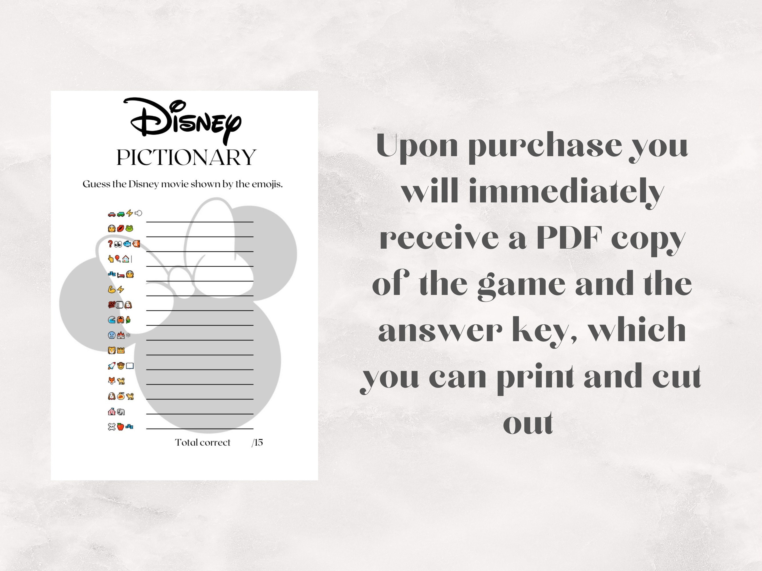 Princess Movie Emoji Pictionary | Hen Bachelorette Party | Party Game ...