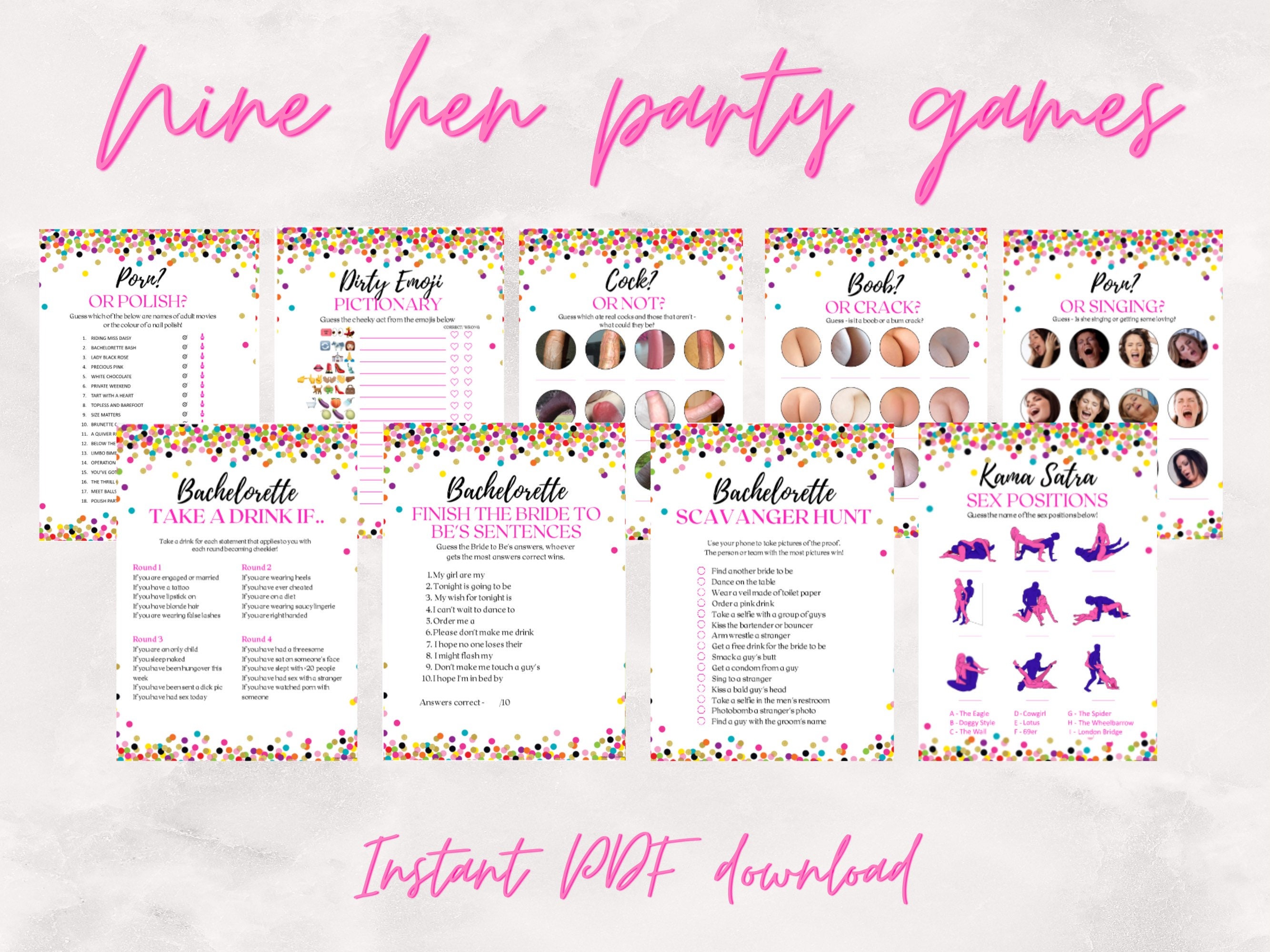 Rude Hen Party Games Instant Download Cheeky Naughty Funny - Etsy UK