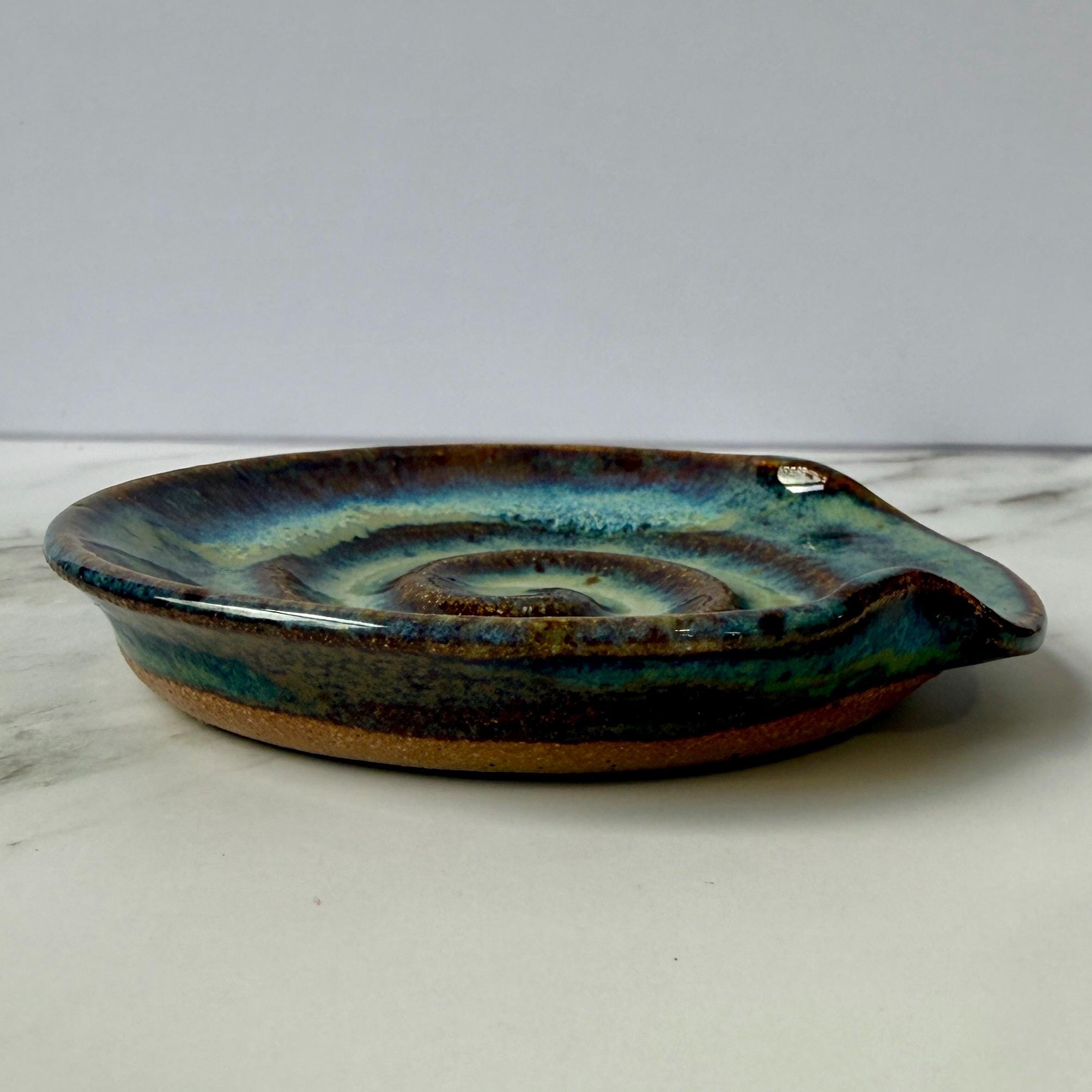 Hand Thrown Pottery | Blue Flow Spoon Rest - Etsy