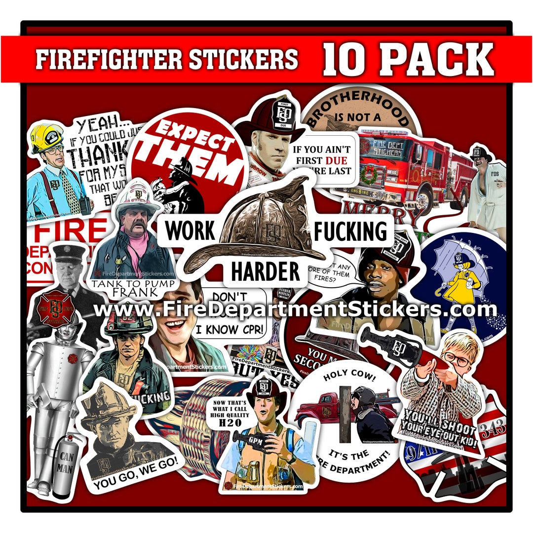 10 Pack Firefighter Stickers Mix and Match Sticker Pack Firefighter ...