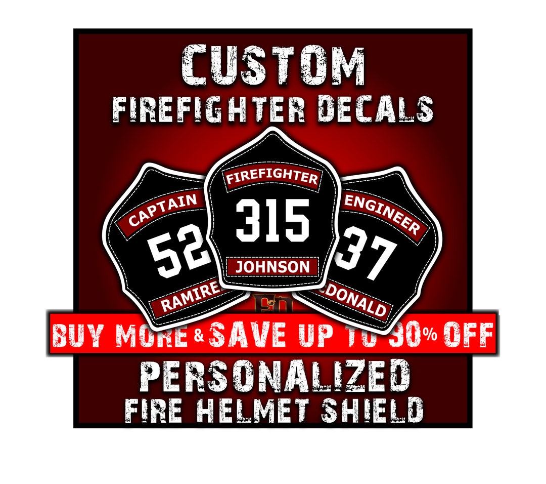 Custom Firefighter Helmet Shield Decal Personalized Firefighter Sticker ...