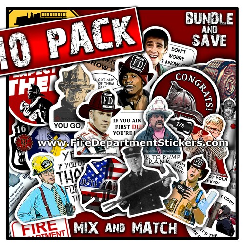 10 Pack Firefighter Stickers Mix and Match Sticker Pack - Etsy
