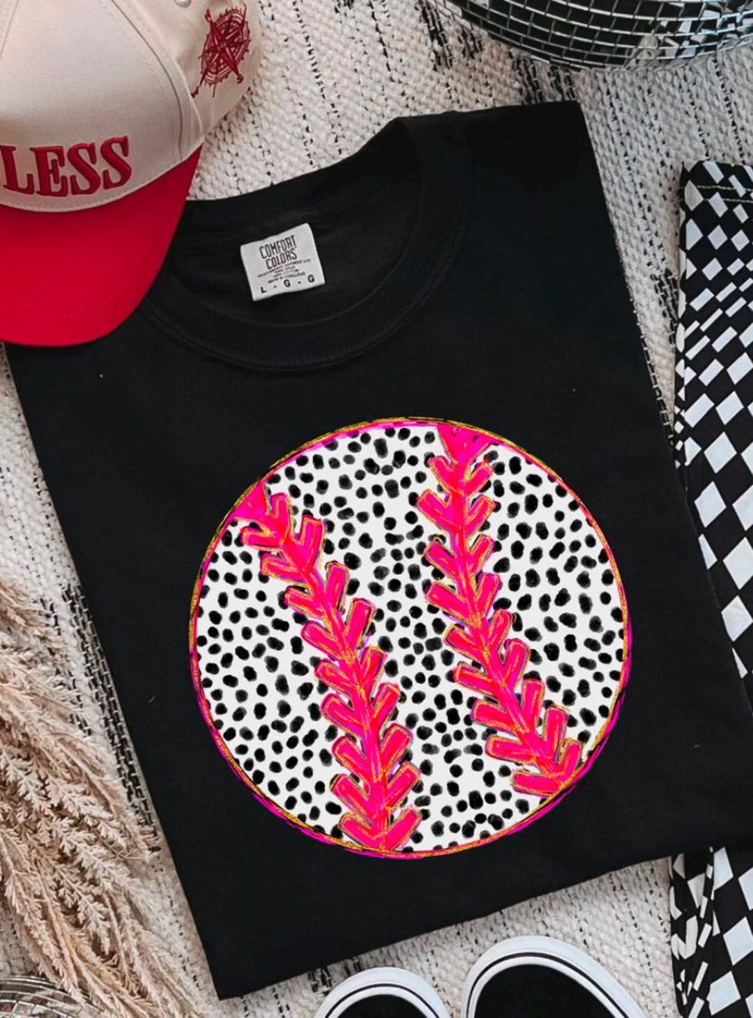 Dotted Baseball, Comfort Color Tee, Cute Trendy - Etsy